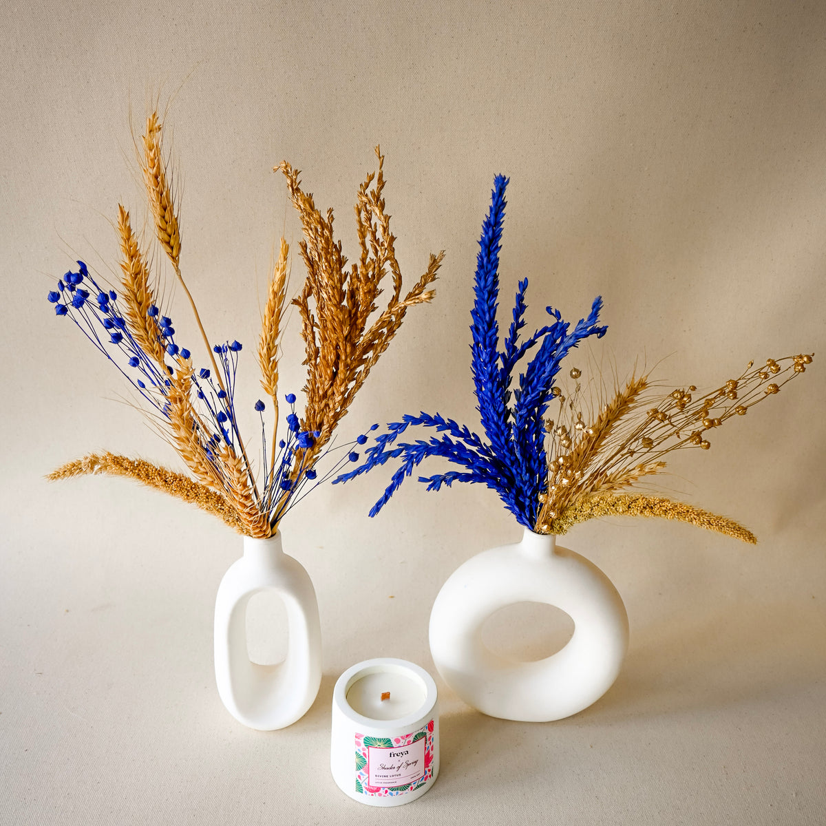 Ceramic Overload: Artisan Vase & Candle Ensemble – Shades of Spring