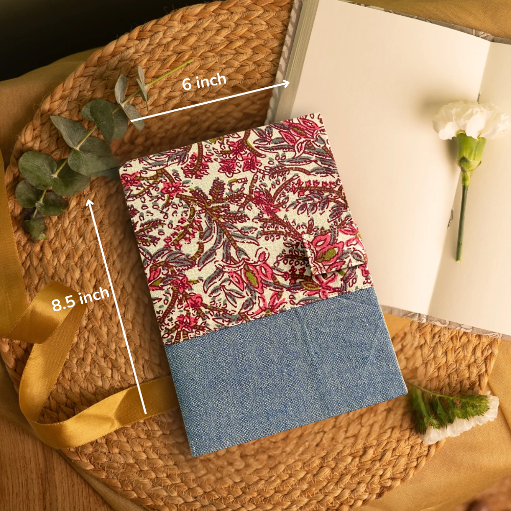 Floral Handmade Fabric Diary with Magnetic Closure – Shades of Spring