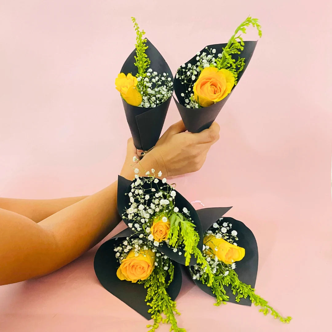 Set of 5 Yellow Roses – Shades of Spring